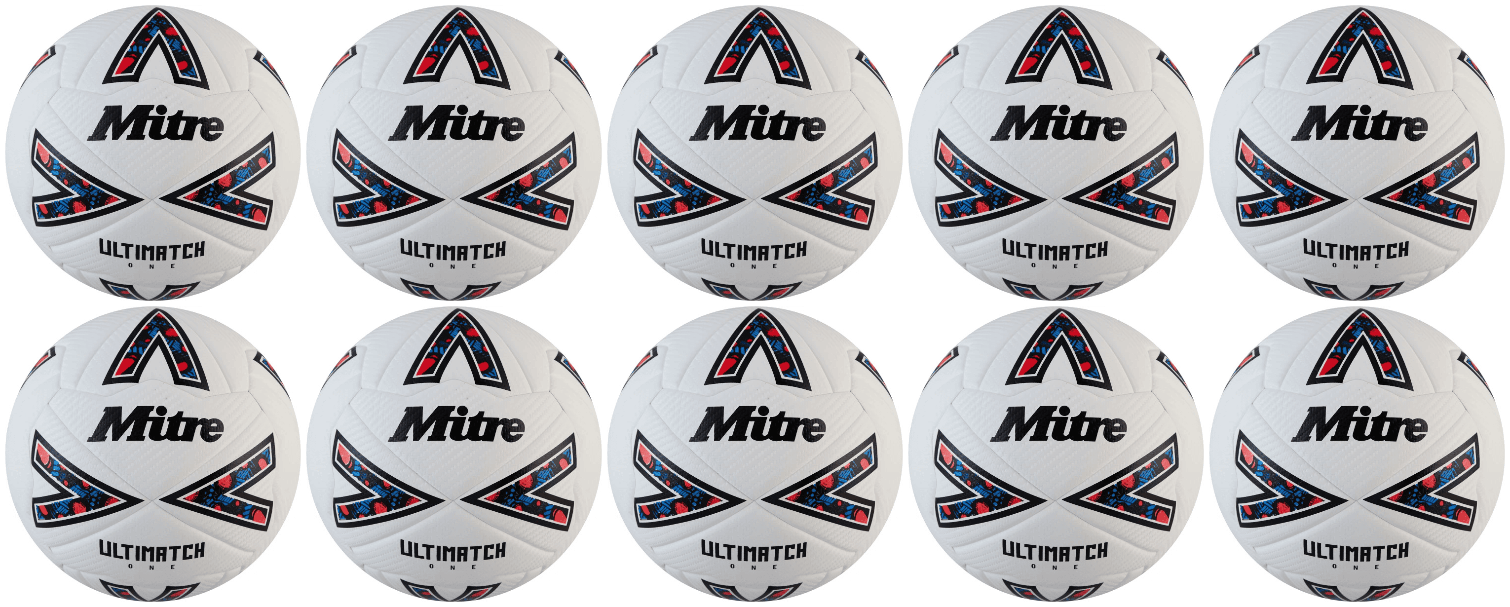 10 Multi-Buy Mitre Ultimatch One 24 Football - White/Black/Red - Size 5 ...