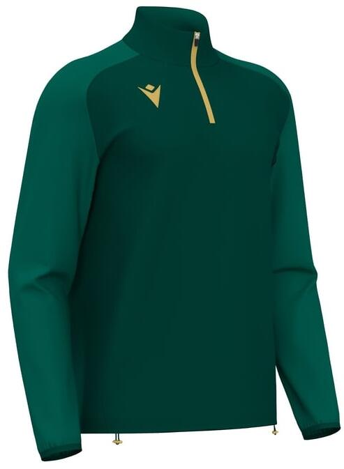 Macron Isen 1/4 Zip Track Top - Bottle Green / Gold - Total Football Direct