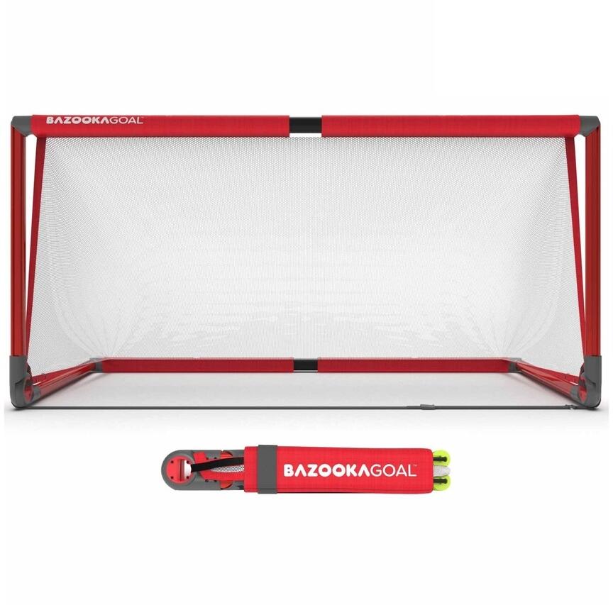 Bazooka Goal 6' x 3 x 3' (Aluminium) - Red / White - Total Football Direct