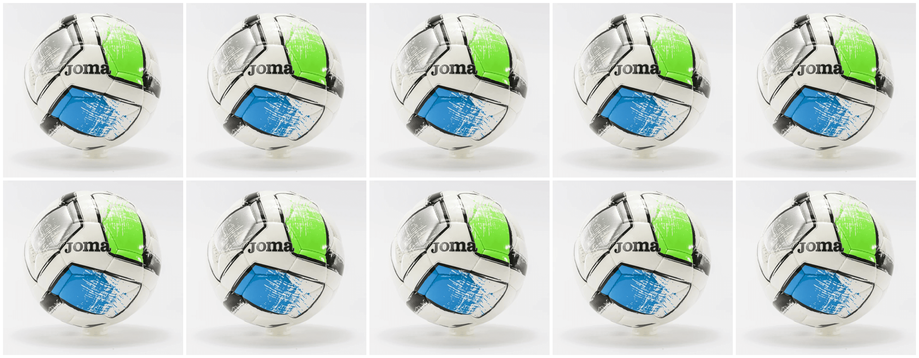 10 Multi-Buy Joma Dali II Training Football - White/Blue/Green - Size 5 ...