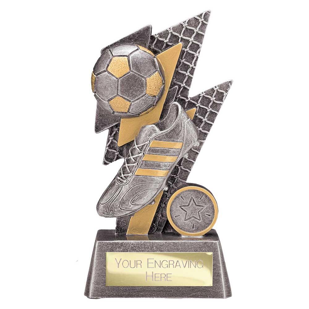 Trendsetting Awards Strike Bolt Football Trophy - Antique Silver & Gold ...