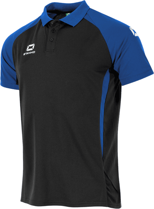 Stanno Stadio Polo Shirt - Black / Royal - Total Football Direct